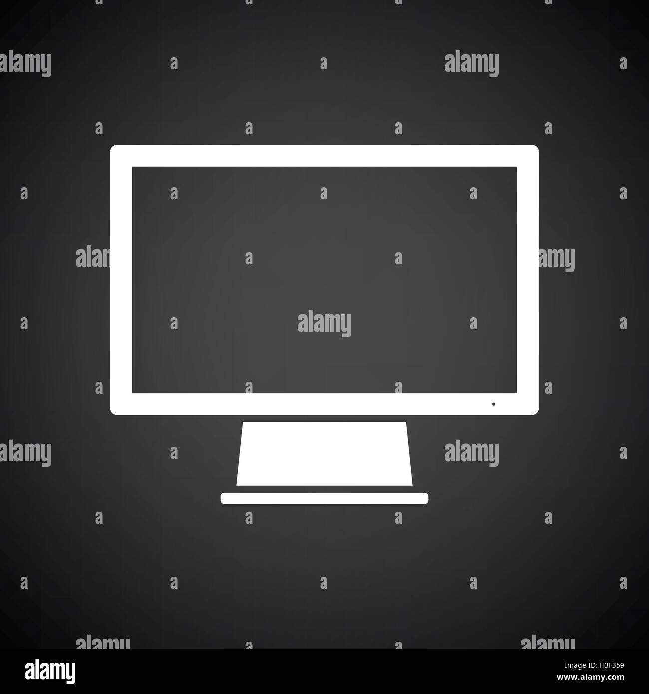Monitor icon. Black background with white. Vector illustration Stock ...