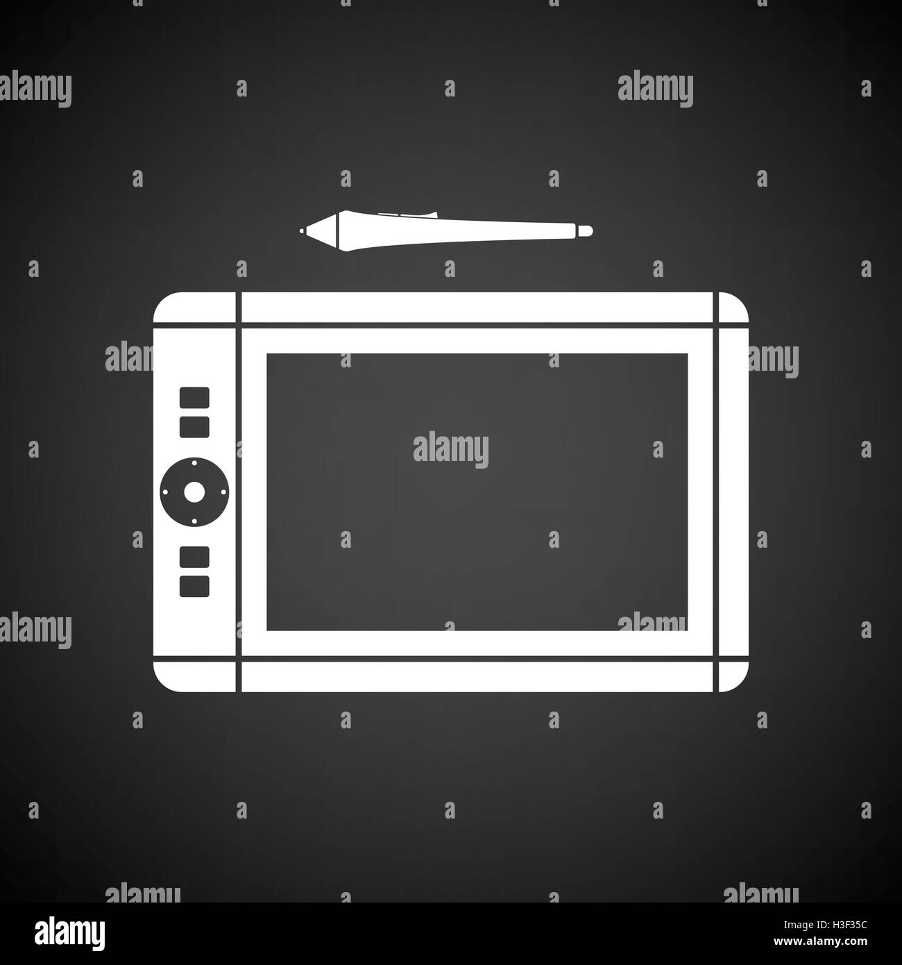 Graphic tablet icon. Black background with white. Vector illustration ...