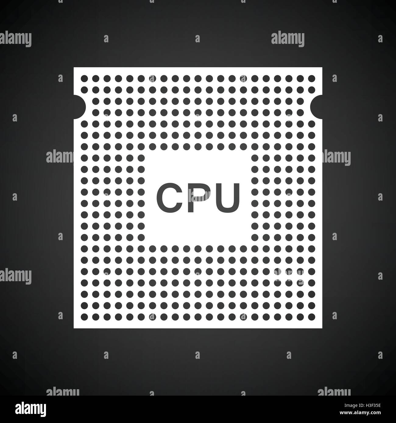 CPU icon. Black background with white. Vector illustration Stock Vector ...