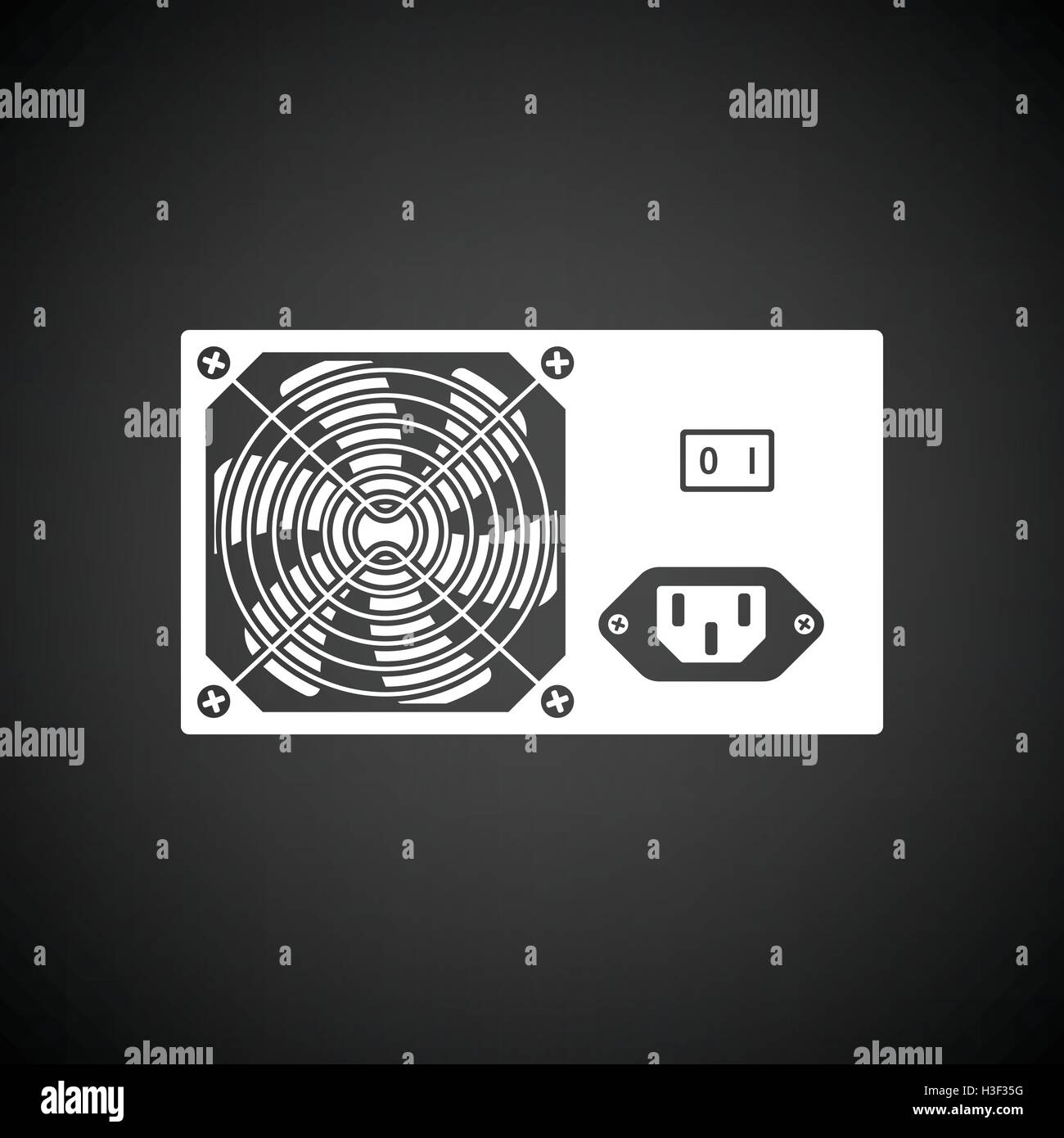 Power unit icon. Black background with white. Vector illustration Stock ...