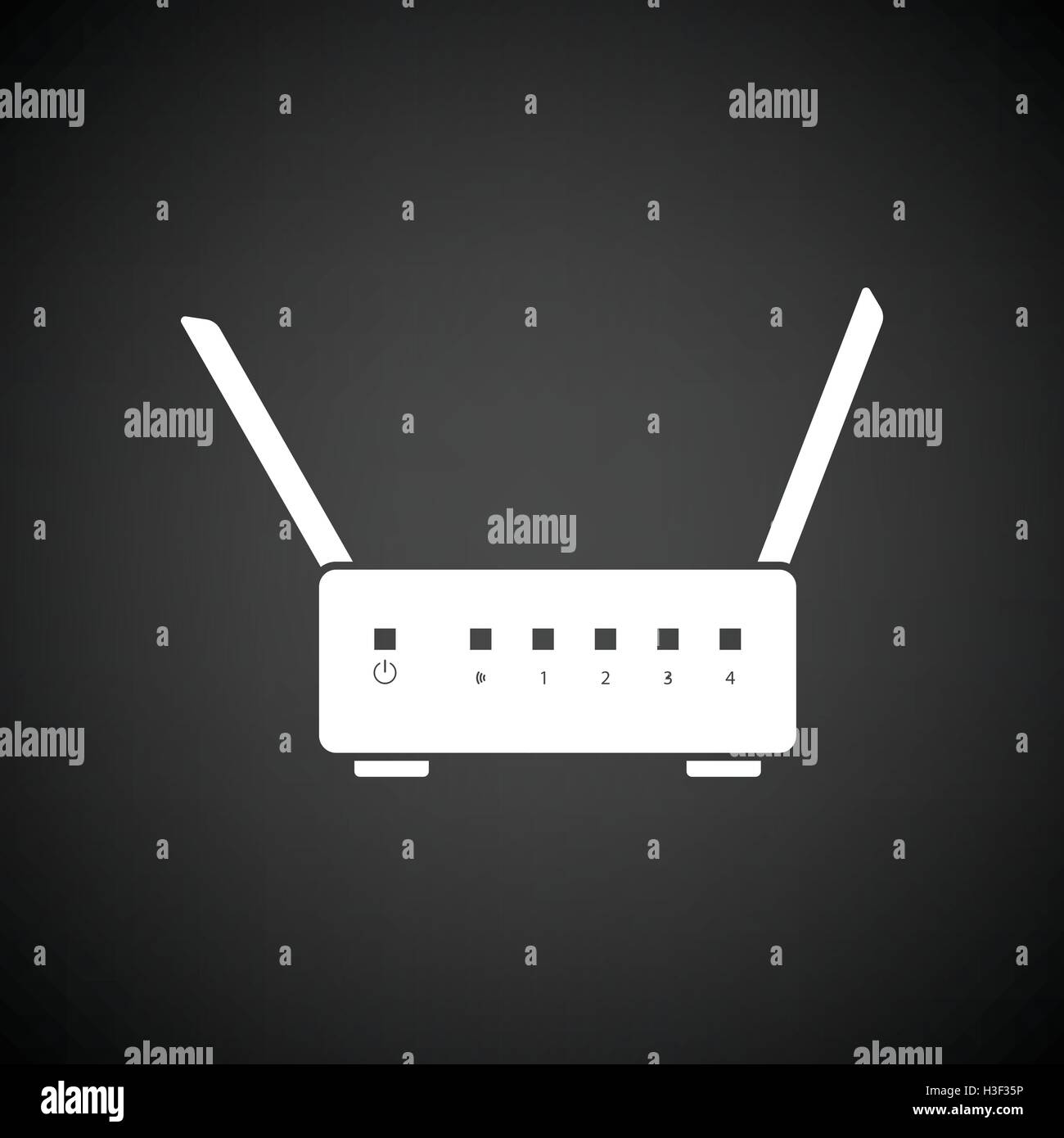 Wi-Fi router icon. Black background with white. Vector illustration ...