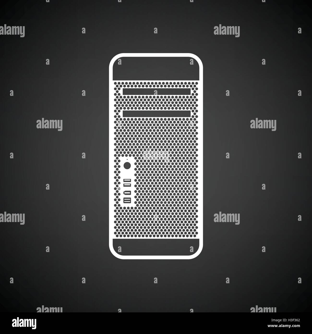 System unit icon. Black background with white. Vector illustration ...