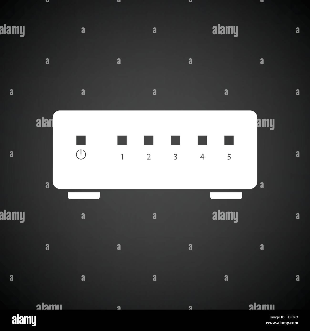 Ethernet switch icon. Black background with white. Vector illustration ...