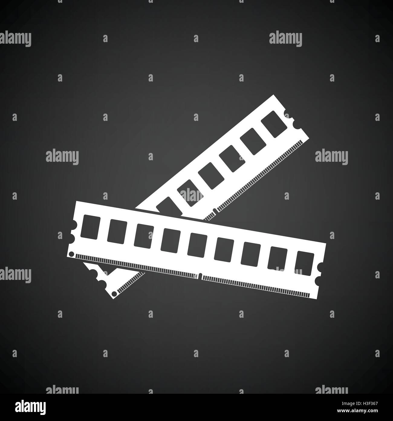 Computer memory icon. Black background with white. Vector illustration ...