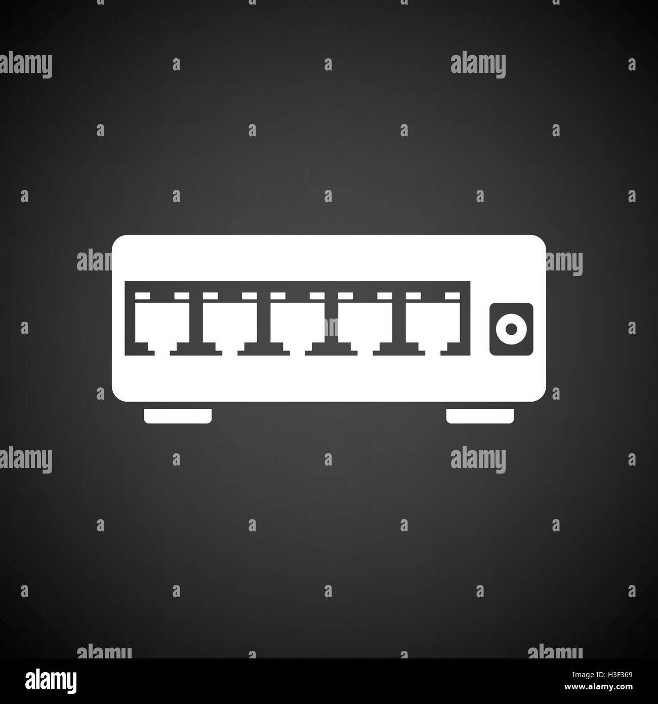 Ethernet switch icon. Black background with white. Vector illustration ...
