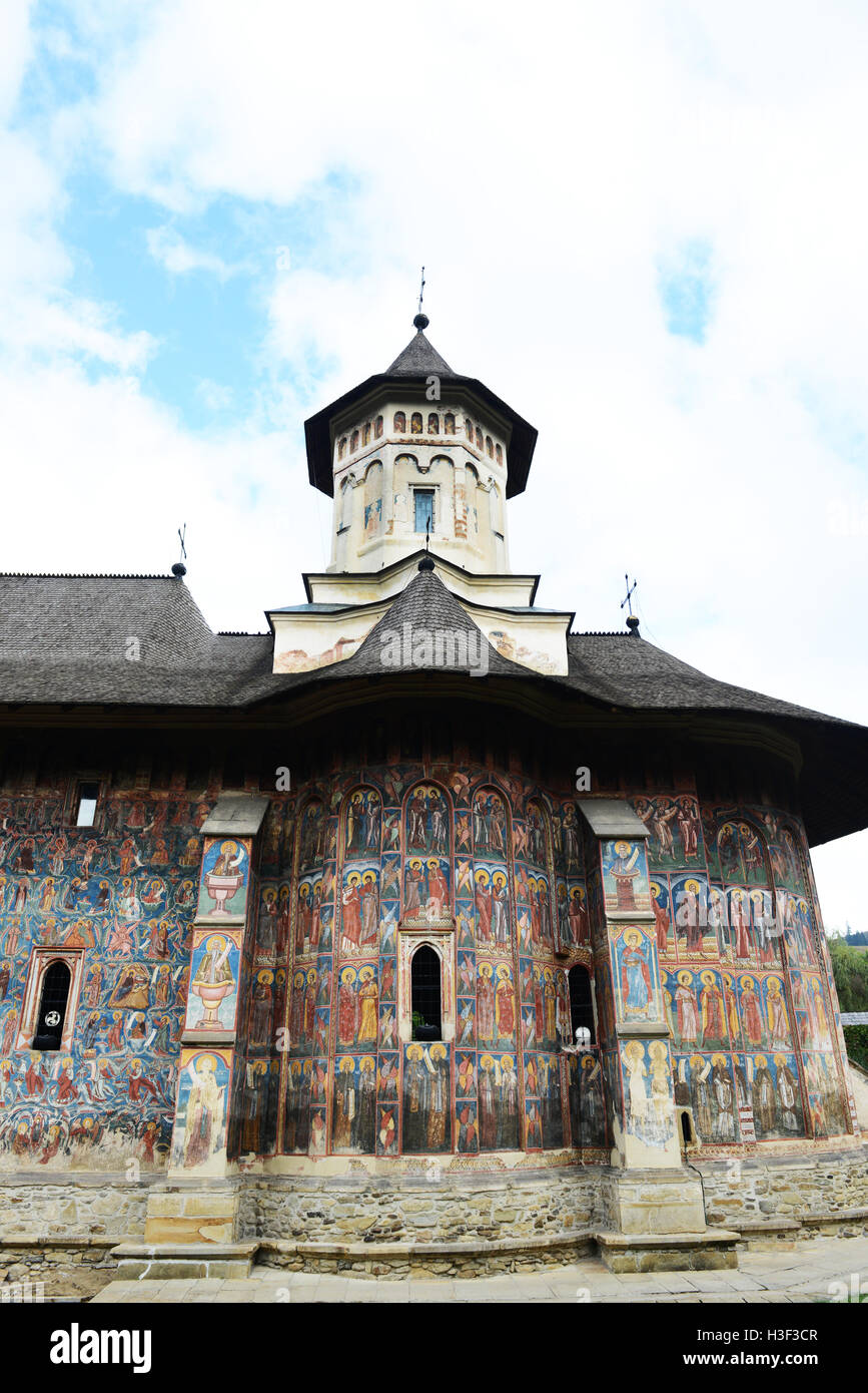 The beautiful painted church at the Moldovita monastery in northern ...
