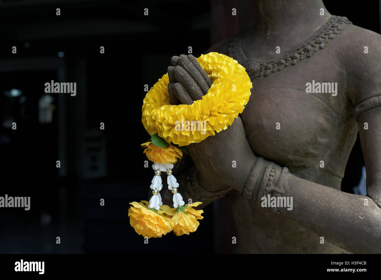 old stone statue detail of praying hand Stock Photo - Alamy