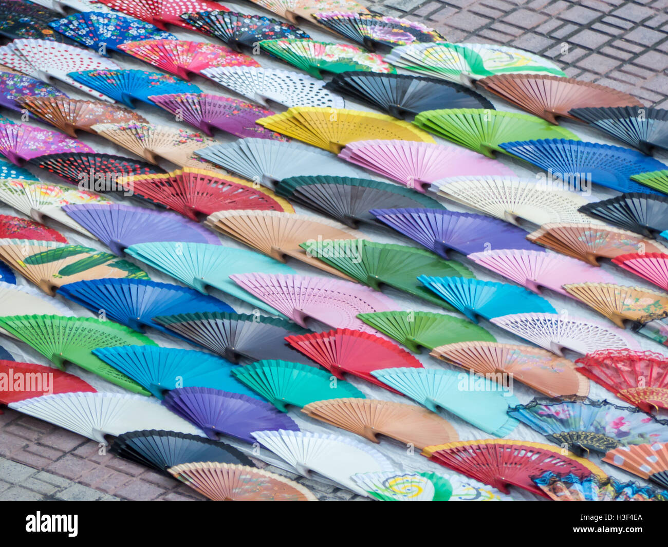 A display of colourful fans Stock Photo - Alamy