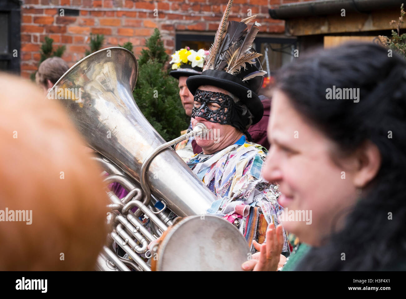 Musicians with Shropshire Bedlams morris dancers performing at Bishop's ...