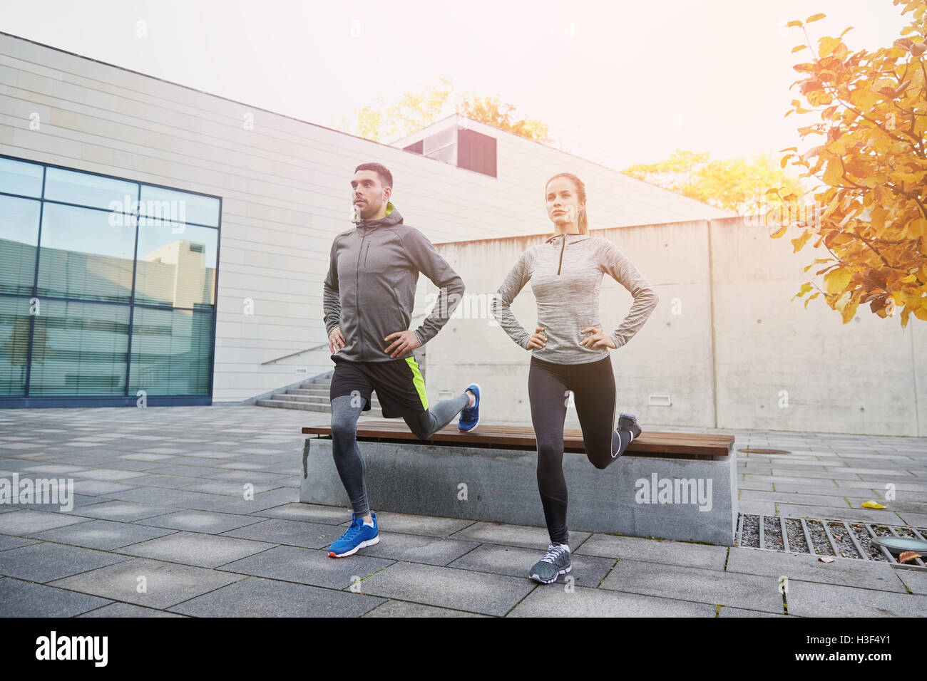 Team people doing stretching on hi-res stock photography and images - Alamy