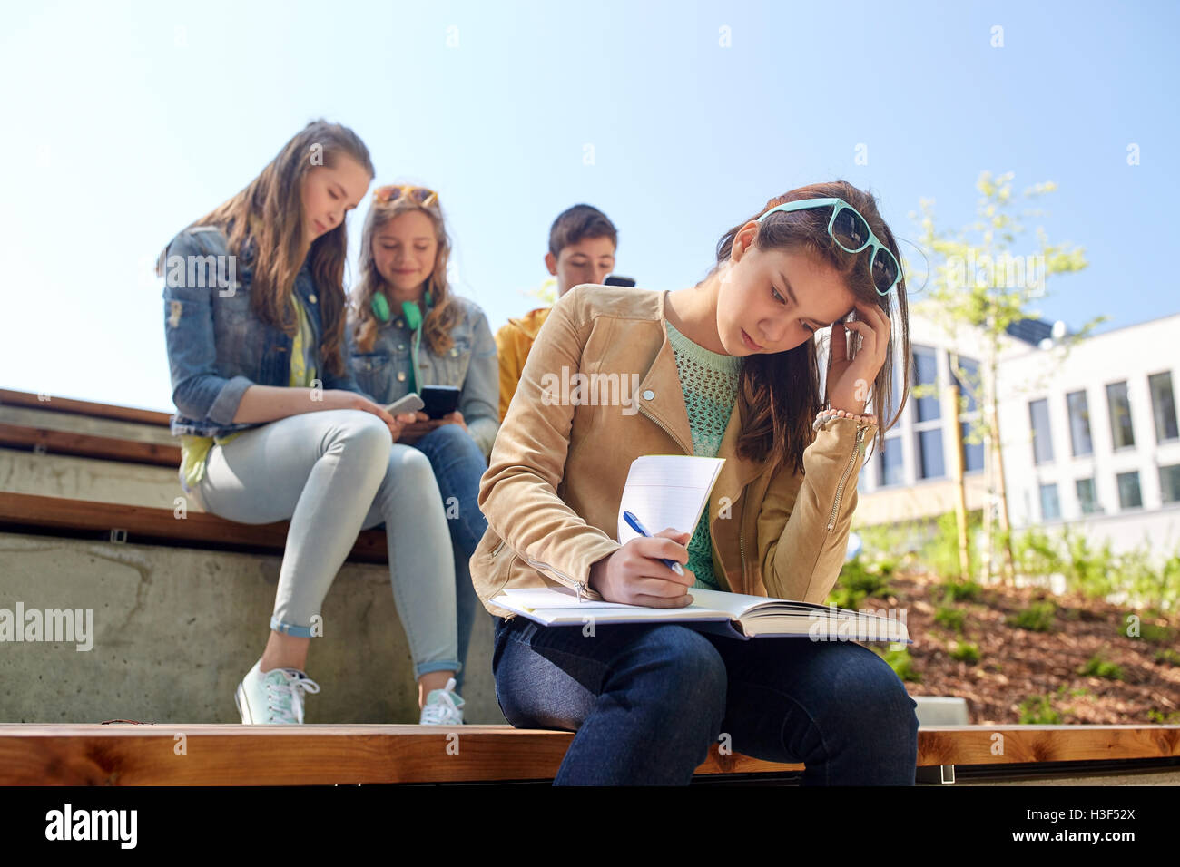 student girl suffering of classmates mockery Stock Photo - Alamy