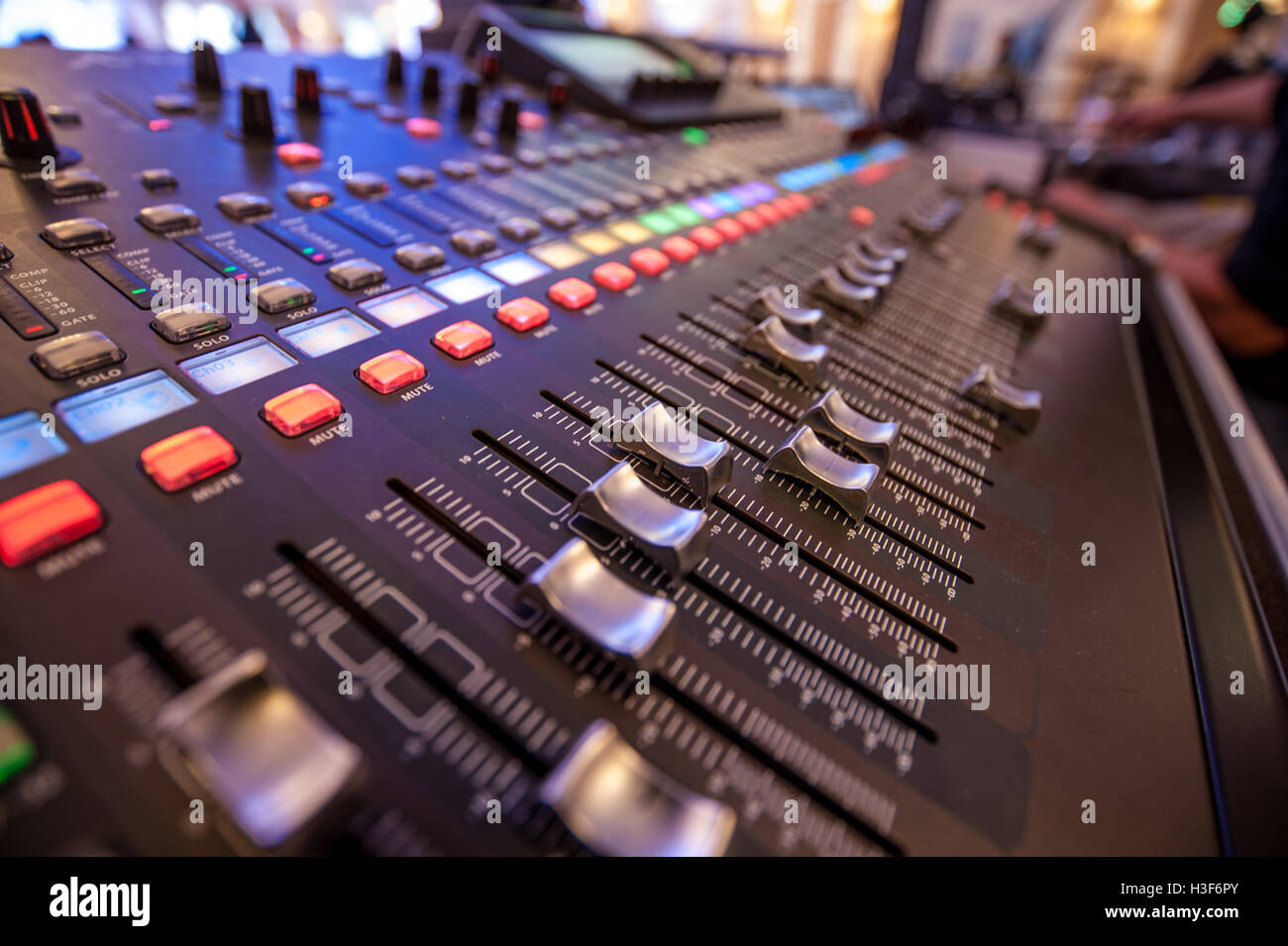 Audio mixer and microphone Stock Photo - Alamy