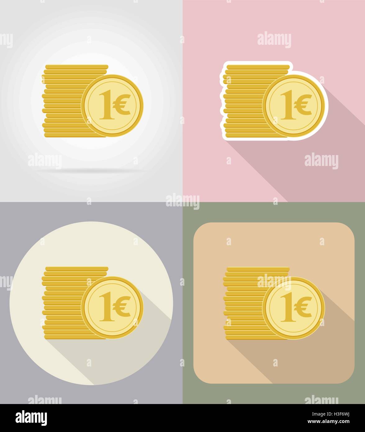 coins euro flat icons vector illustration isolated on background Stock ...