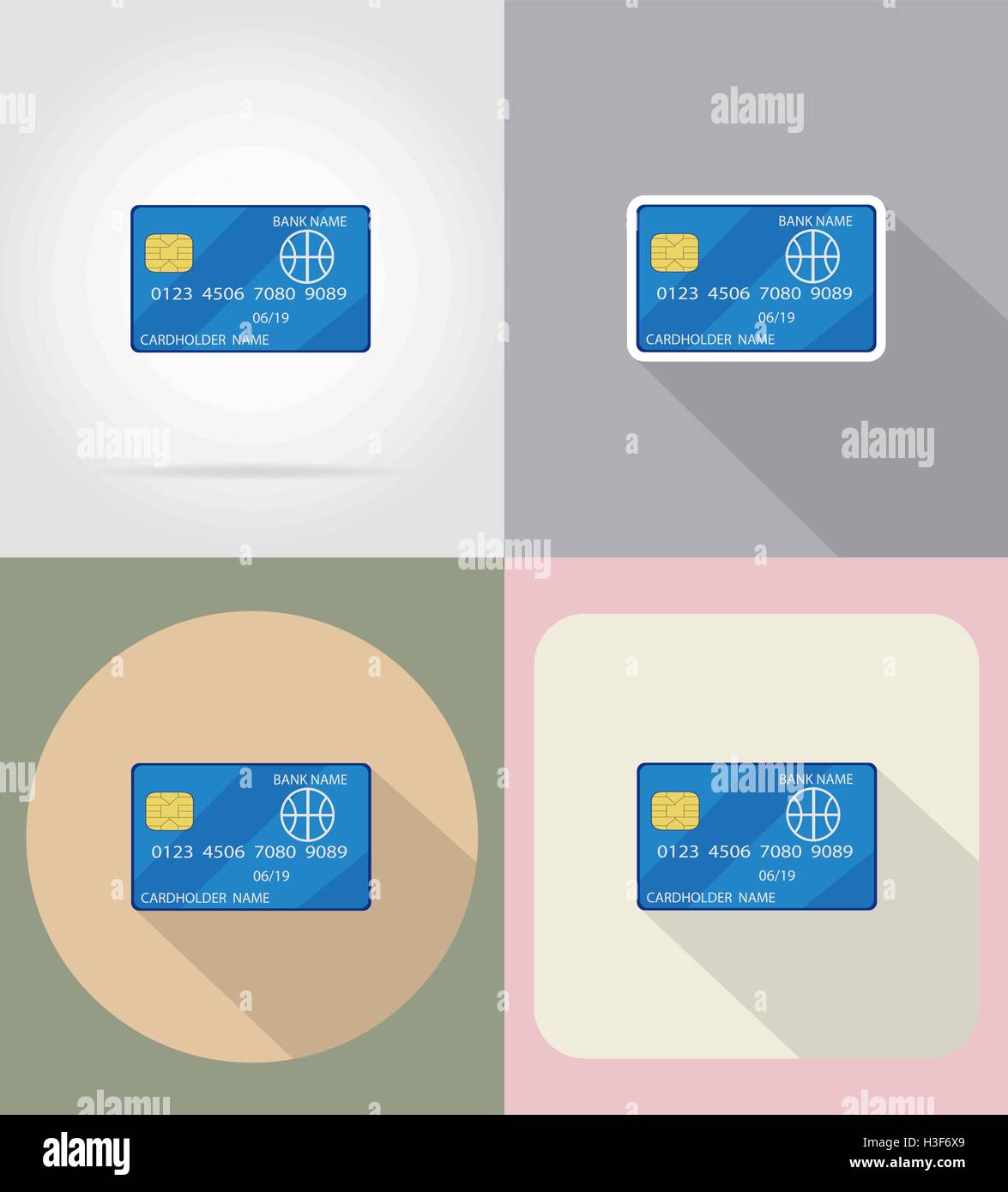 bank card flat icons vector illustration isolated on background Stock ...