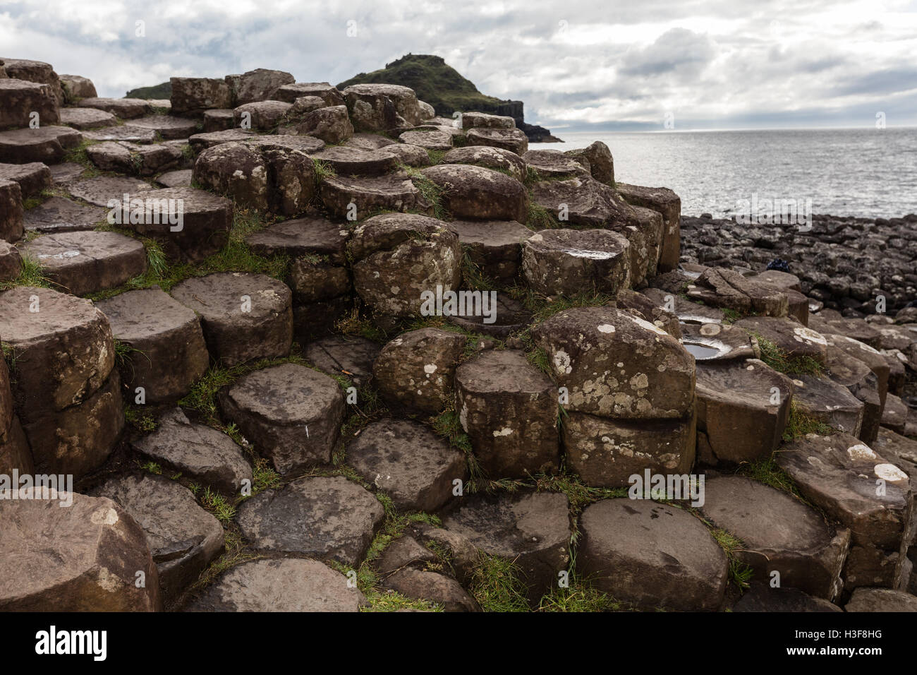 The Giant's Causeway is an area of about 40,000 interlocking basalt columns, the result of an ...