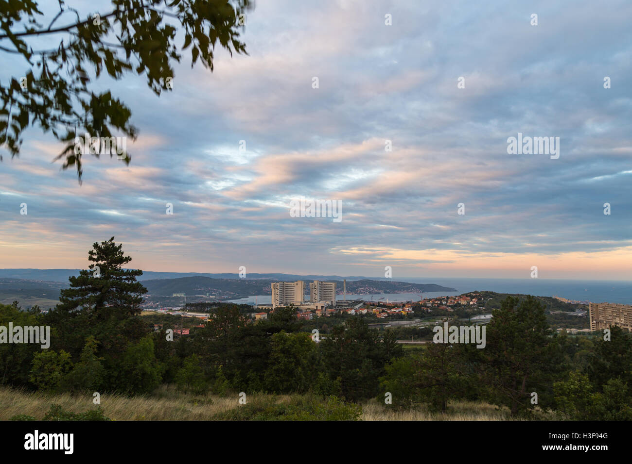 Sunrise on the hospital of Trieste, Italy Stock Photo - Alamy