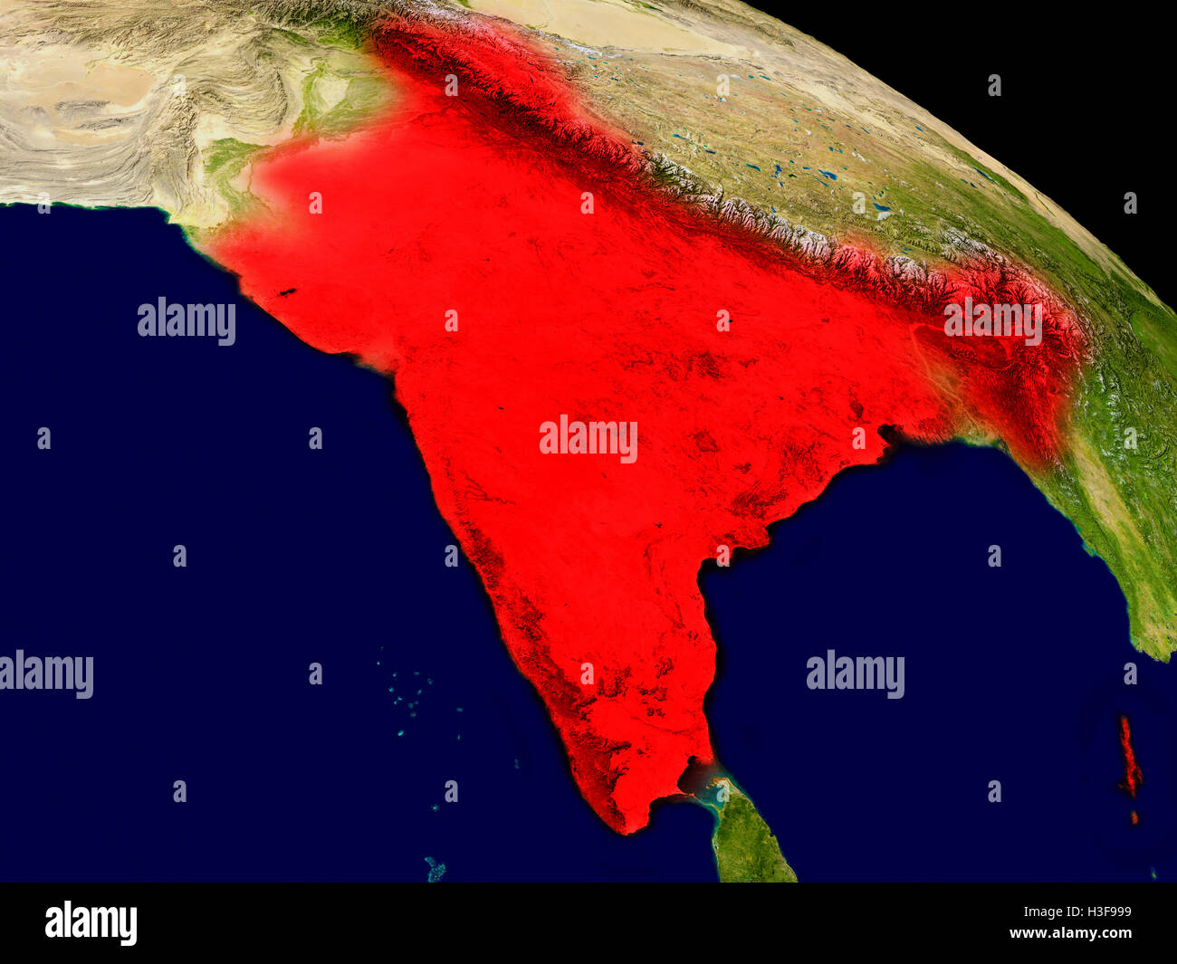 India region physical map hi-res stock photography and images - Alamy