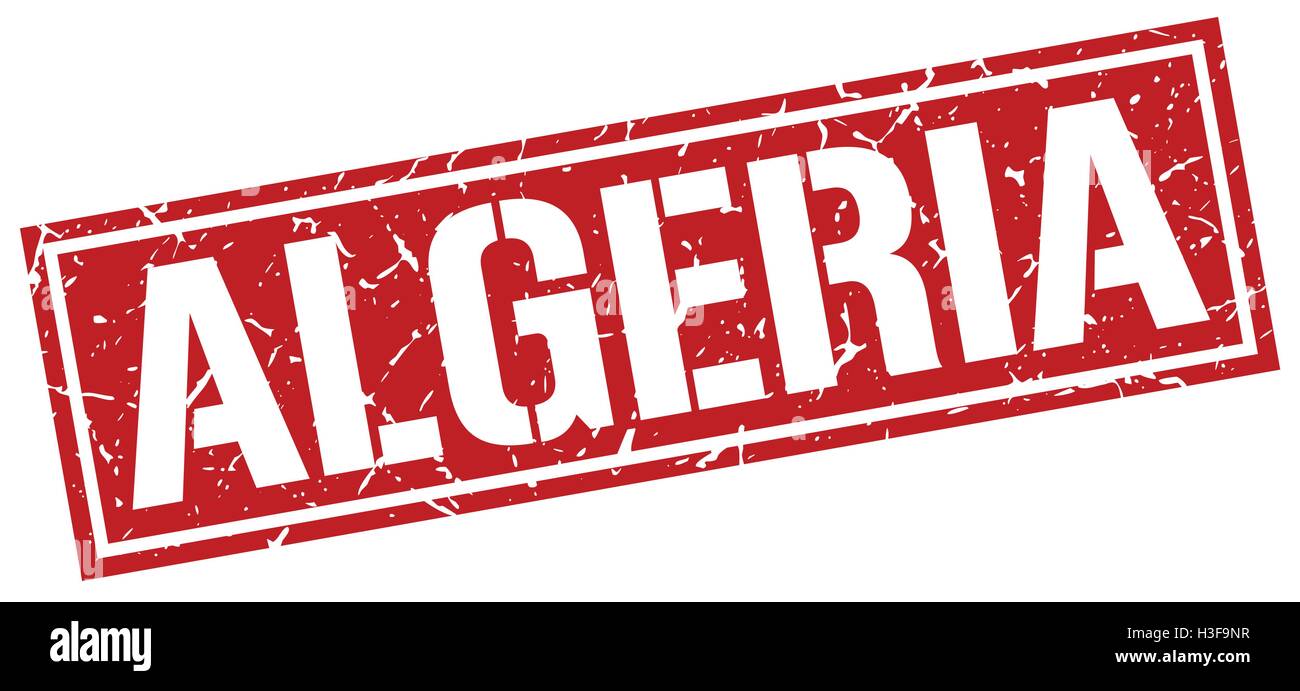 Algeria red square stamp hi-res stock photography and images - Alamy