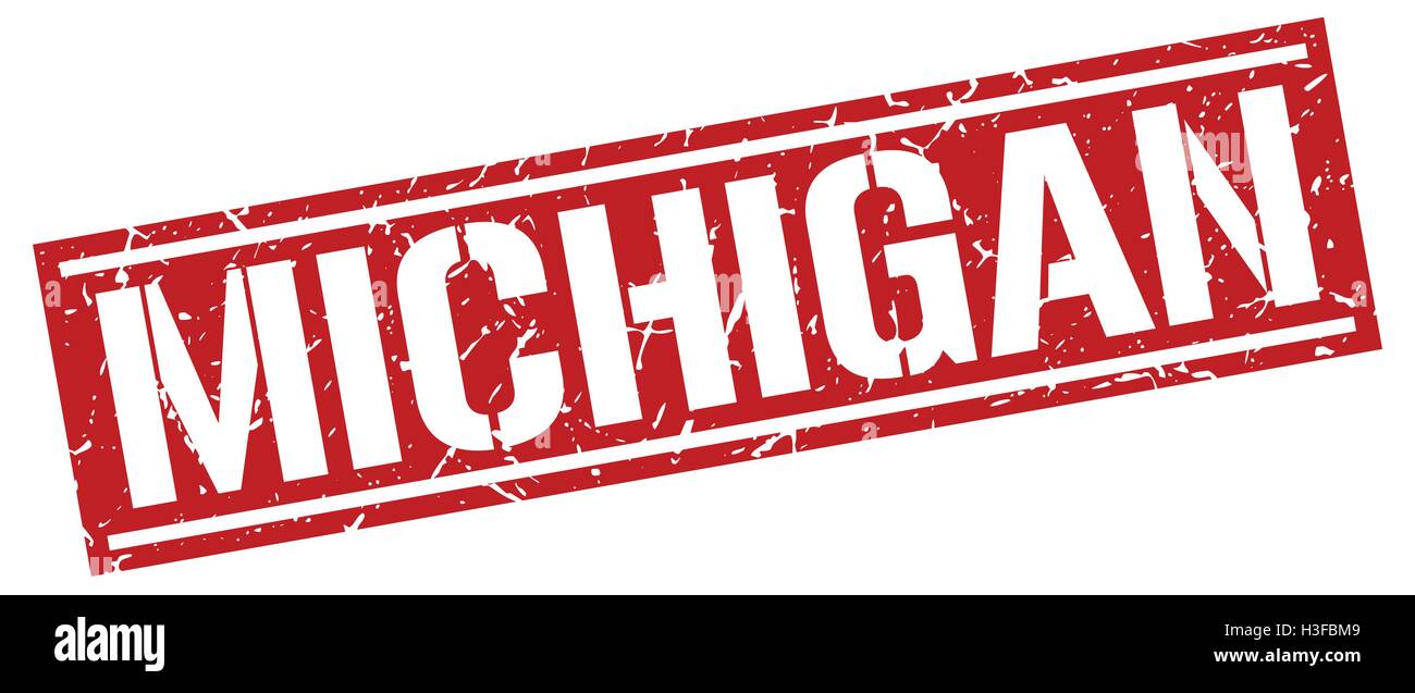 Michigan red square stamp Stock Vector Image & Art - Alamy