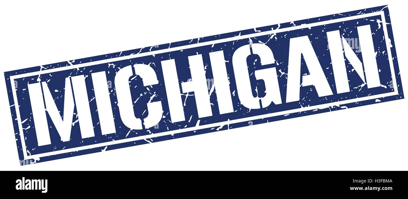 Michigan blue square stamp Stock Vector Image & Art - Alamy
