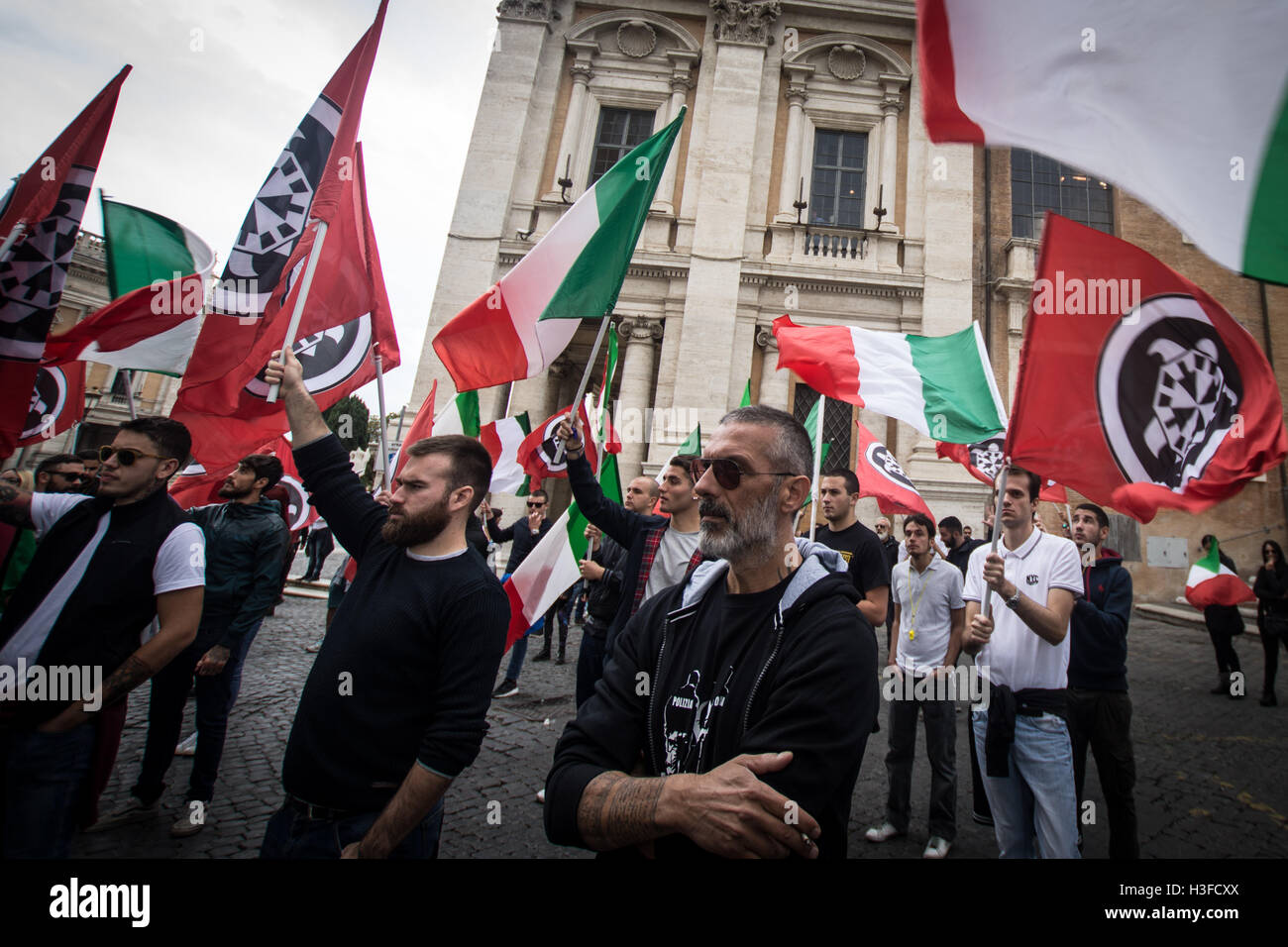 Rome, Italy. 06th Oct, 2016. Protest at the Capitol CasaPound Italy ...