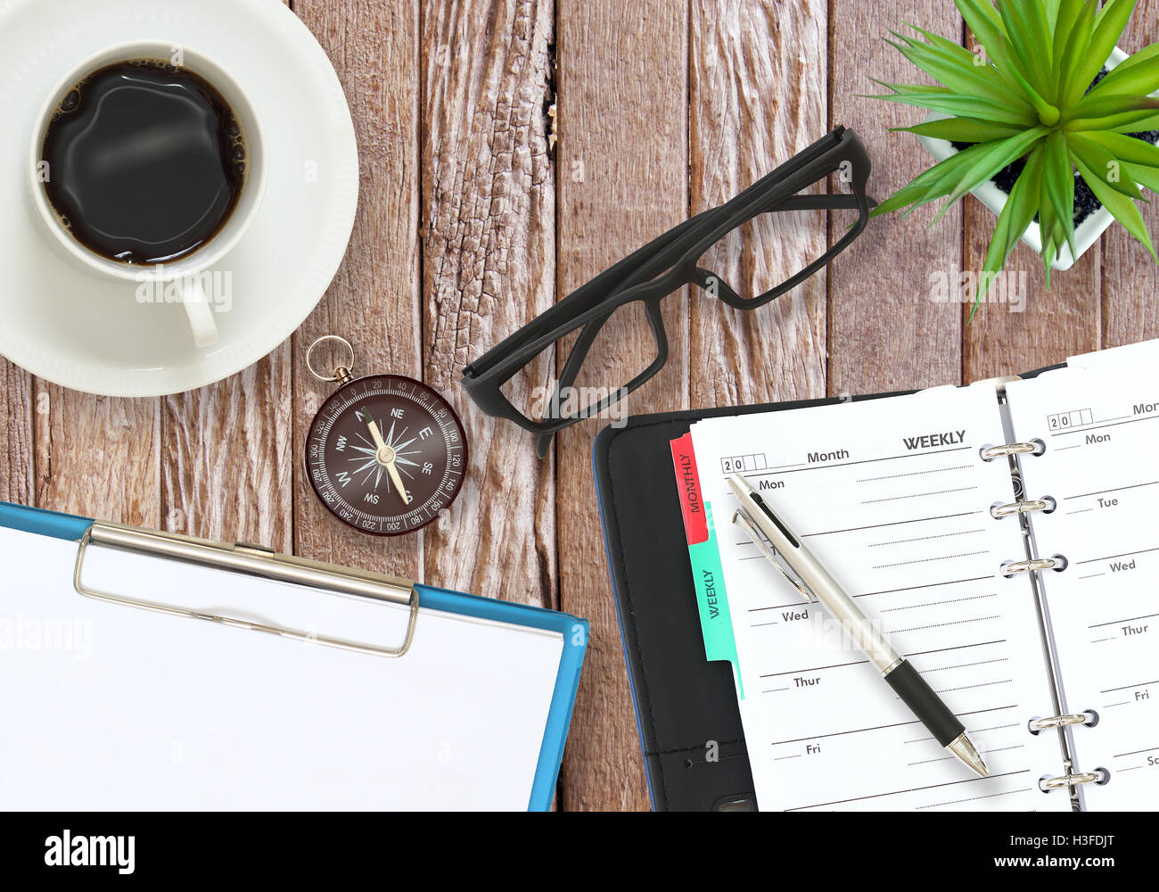 image of business object flat lay on wooden backgrond Stock Photo - Alamy