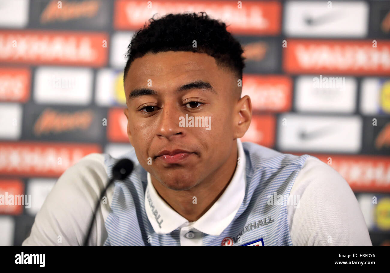 England's Jesse Lingard during a press conference at St George's Park ...