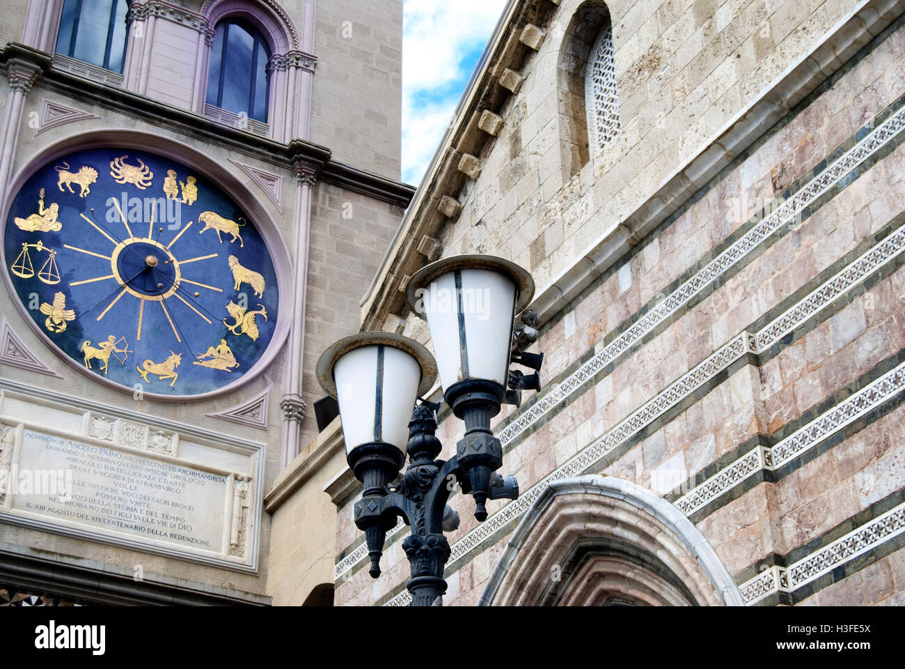 zodiacal clock in the wall of the basilica of Messina Stock Photo - Alamy
