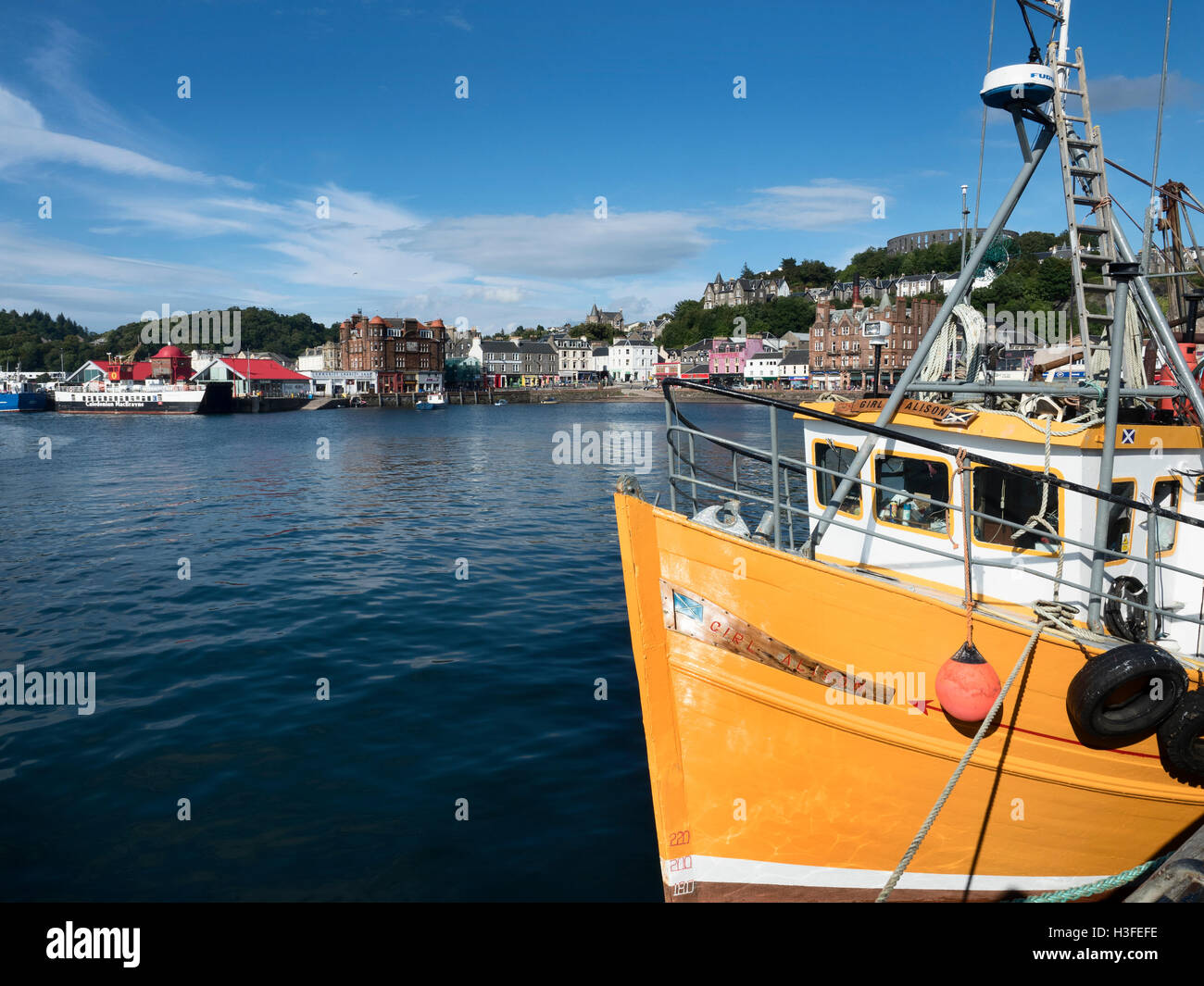 Fishing Boat at Bay from Railway Quay Oban Argyll and Bute Scotland ...