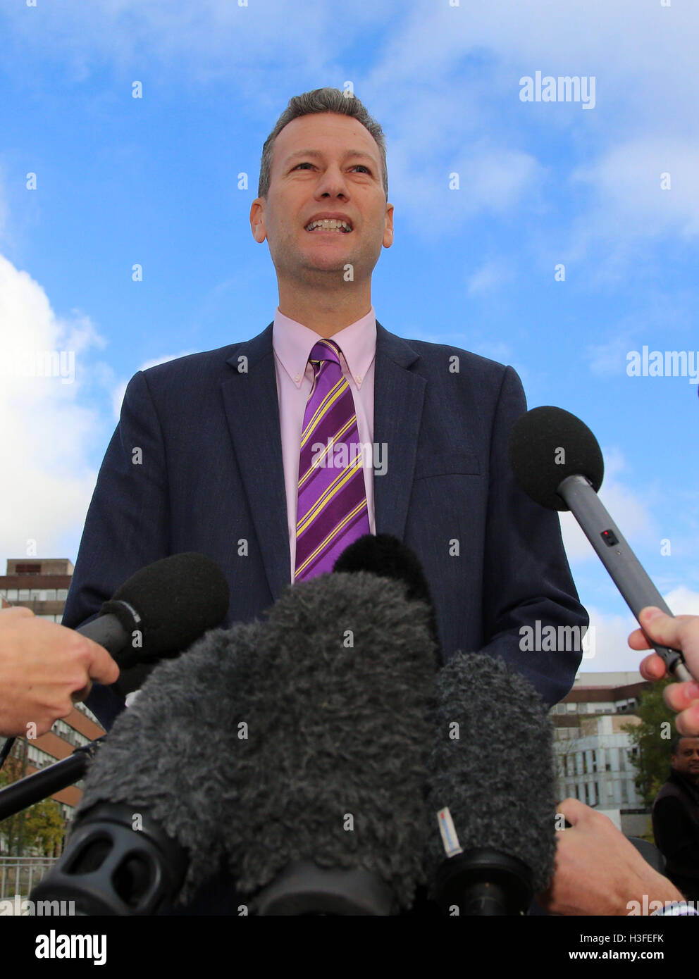 Nathan Gill, Ukip MEP for Wales, speaks to the media outside the ...