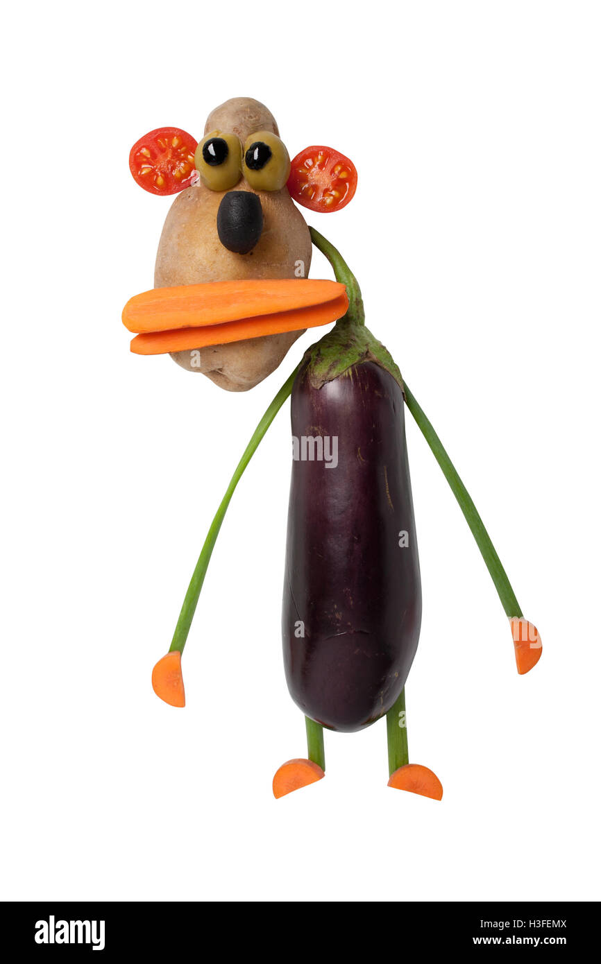 Funny monkey made of vegetables on white background Stock Photo - Alamy