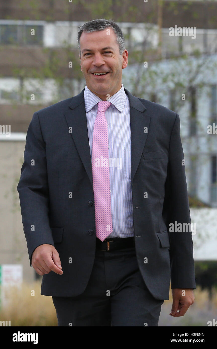 Ukip spokesman Hermann Kelly, speaks to the media outside the Hopital ...