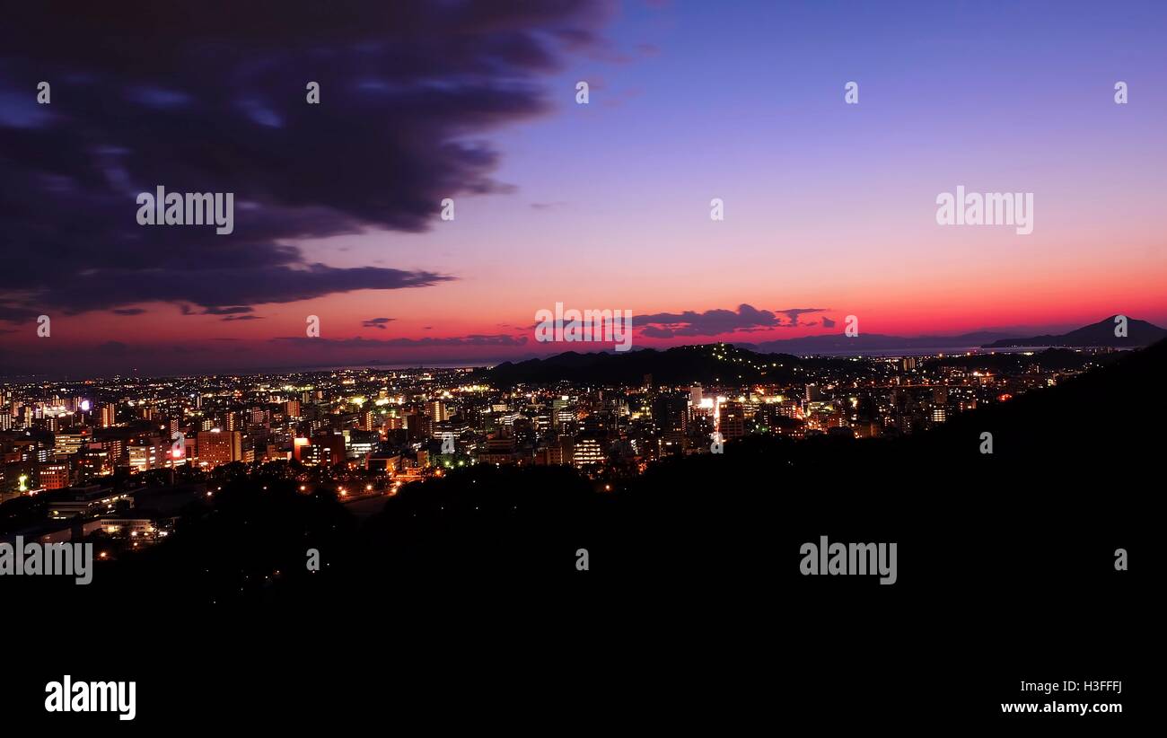 beautiful dawn of Matsuyama city, Japan Stock Photo - Alamy