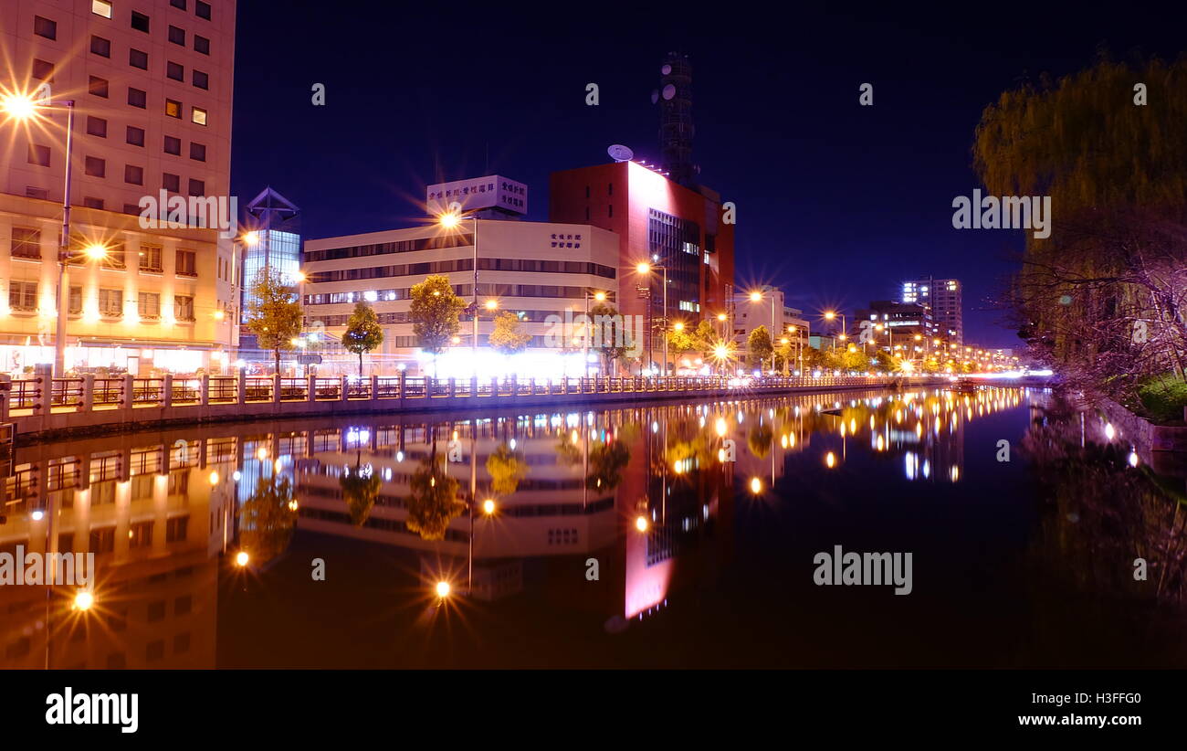 night light of Matsuyama city, Shikoku, Japan night view around the ...