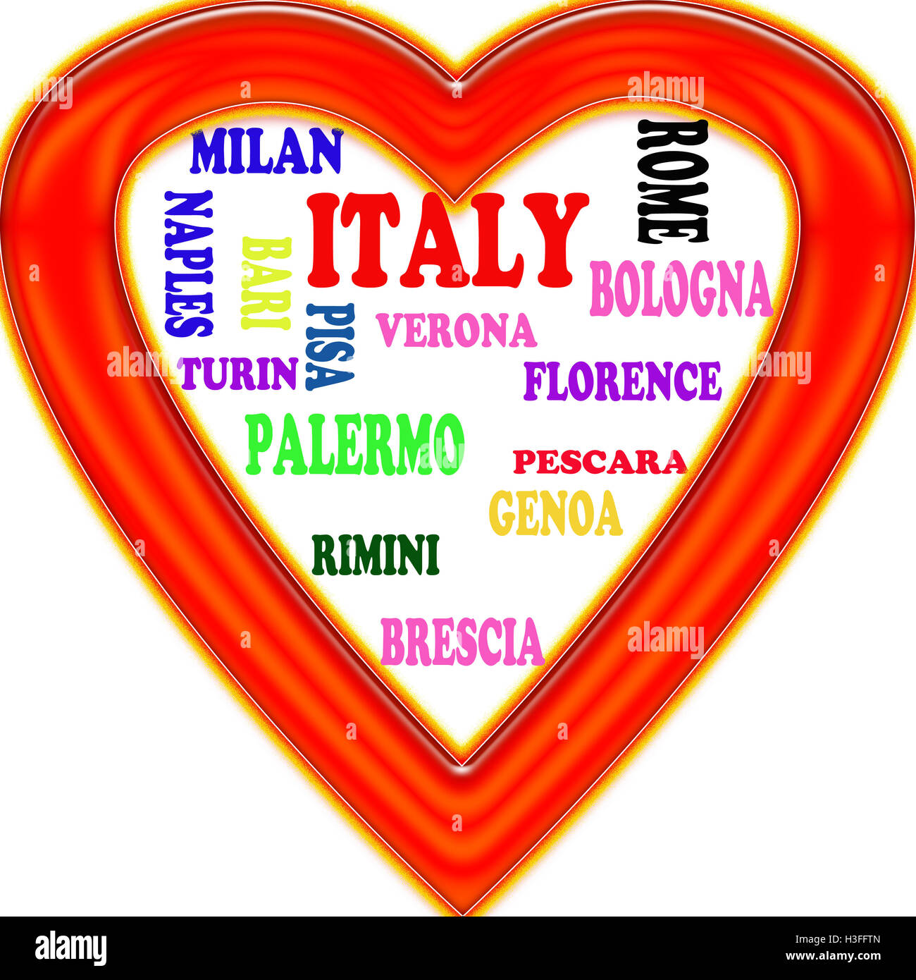Italy in the Europe and Italy's cities as background , with form of the ...
