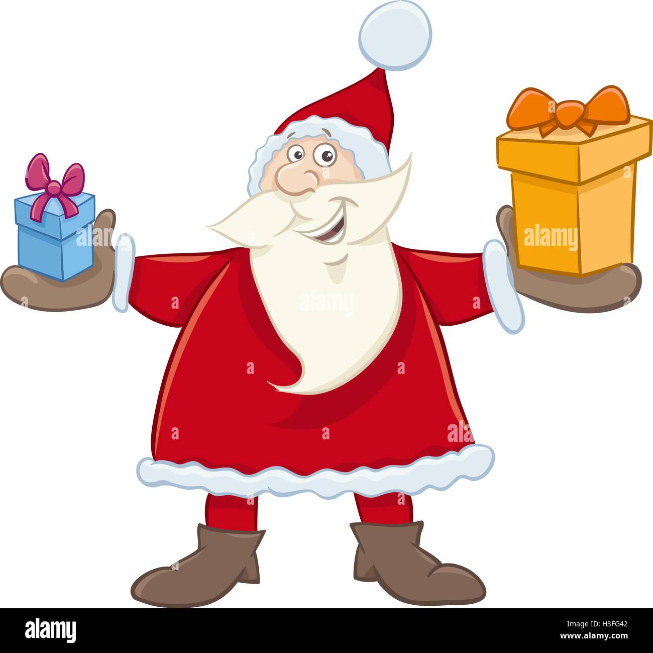 Cartoon Illustration of Santa Claus with Present on Christmas Time ...