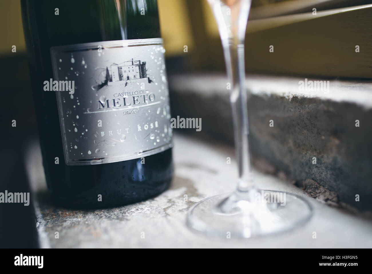 Bottle of Prosecco, Castello di Meleto, Chianti, Tuscany Stock Photo ...