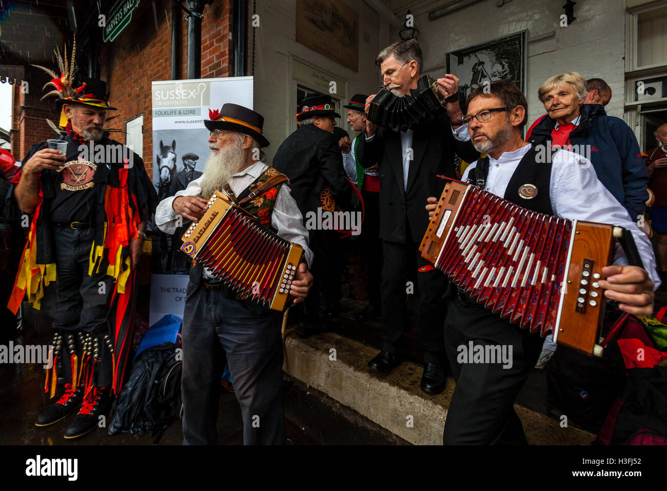 Musicians Play Traditional Songs For The Dancing Morris Men At The ...