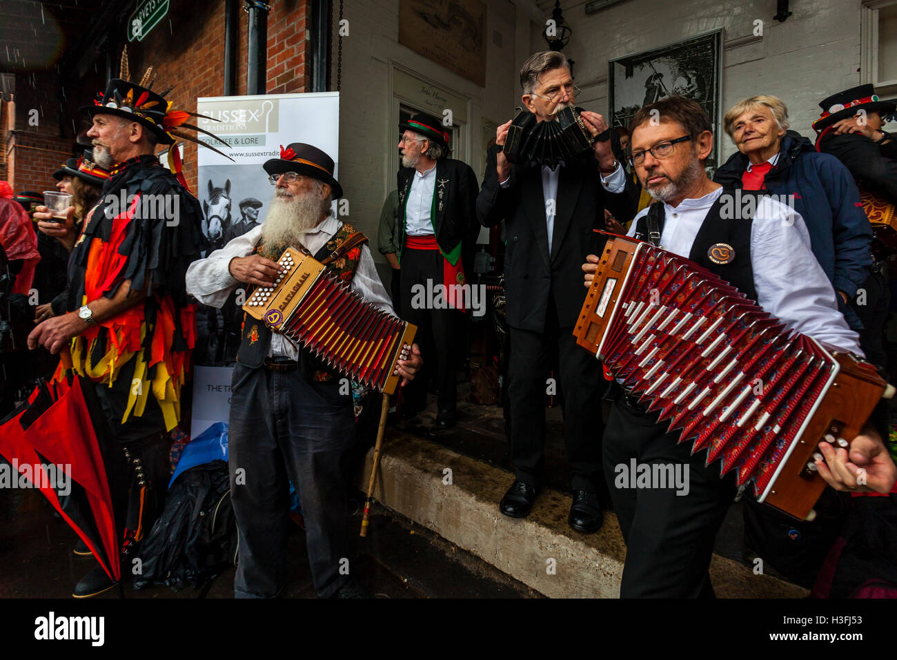 Musicians Play Traditional Songs For The Dancing Morris Men At The ...