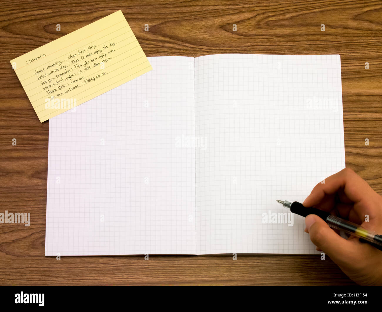 Vietnamese; Learning New Language Writing Words on the Notebook Stock ...