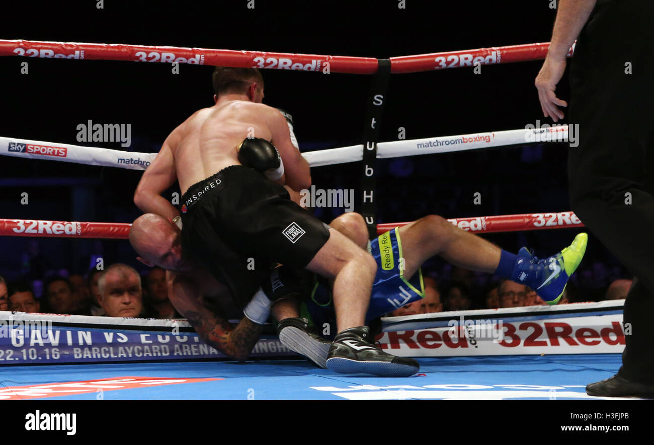 Scott Cardle (right) and Kevin Hooper wrestle each other into the ropes ...