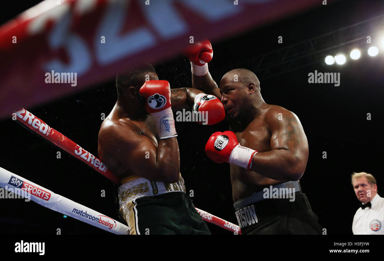 Dillian Whyte (left) and Ian Lewison during the British Heavyweight ...