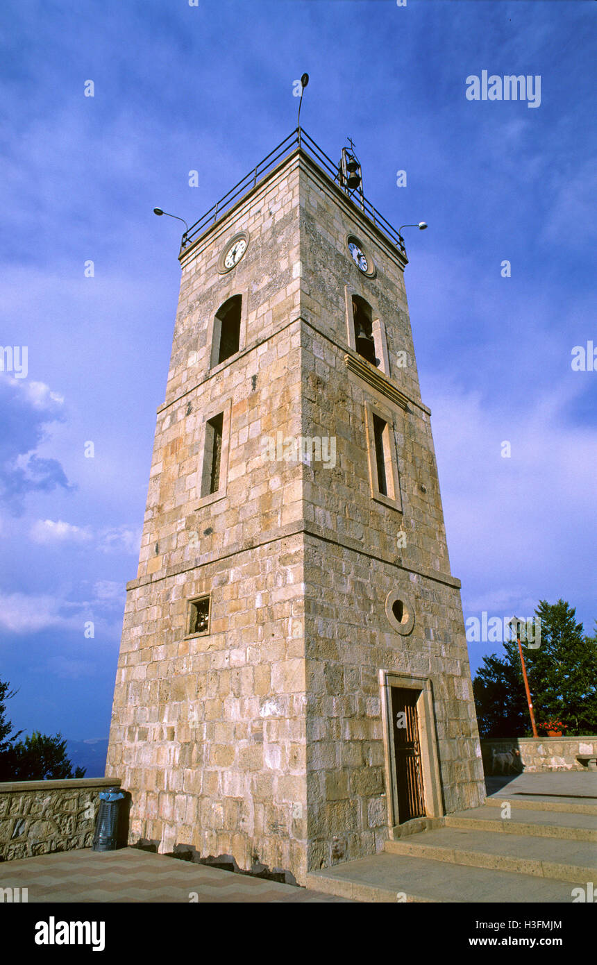 Bell tower in Shrine of the Madonna of Novi Velia, Mount Gelbison ...