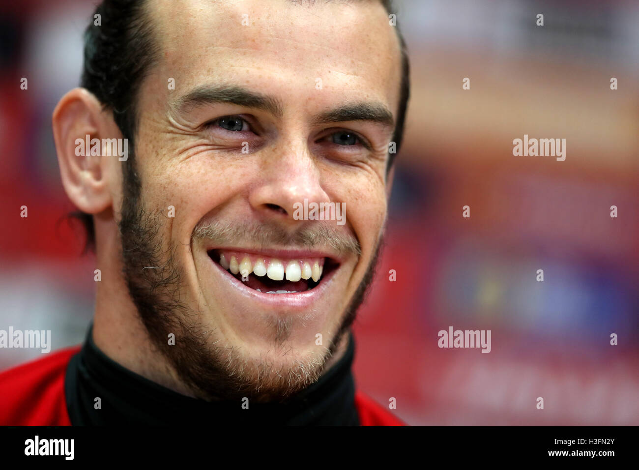 Wales' Gareth Bale during a press conference at the Cardiff City ...