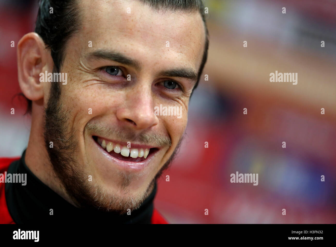 Wales' Gareth Bale during a press conference at the Cardiff City ...