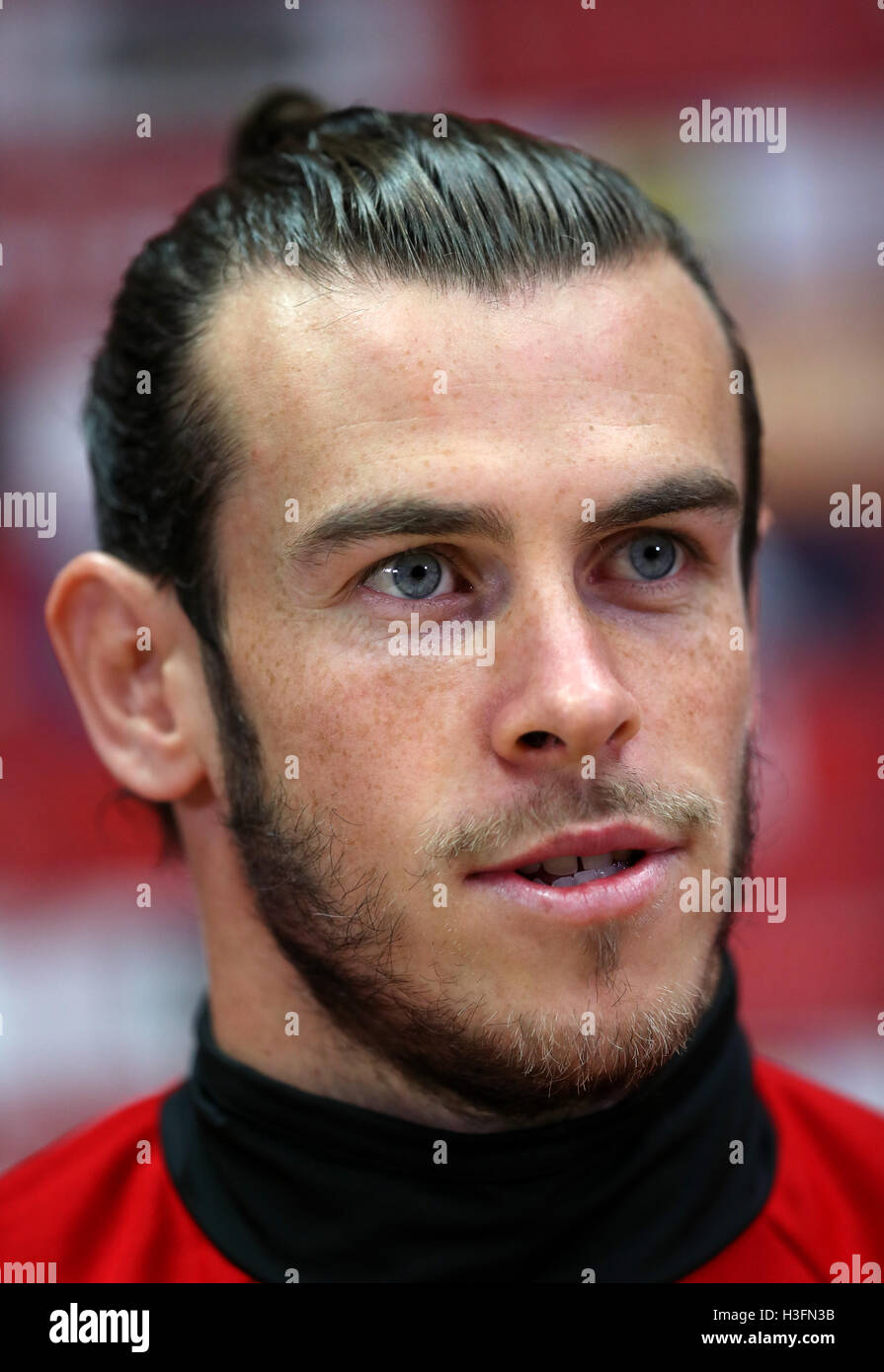 Wales' Gareth Bale during a press conference at the Cardiff City ...