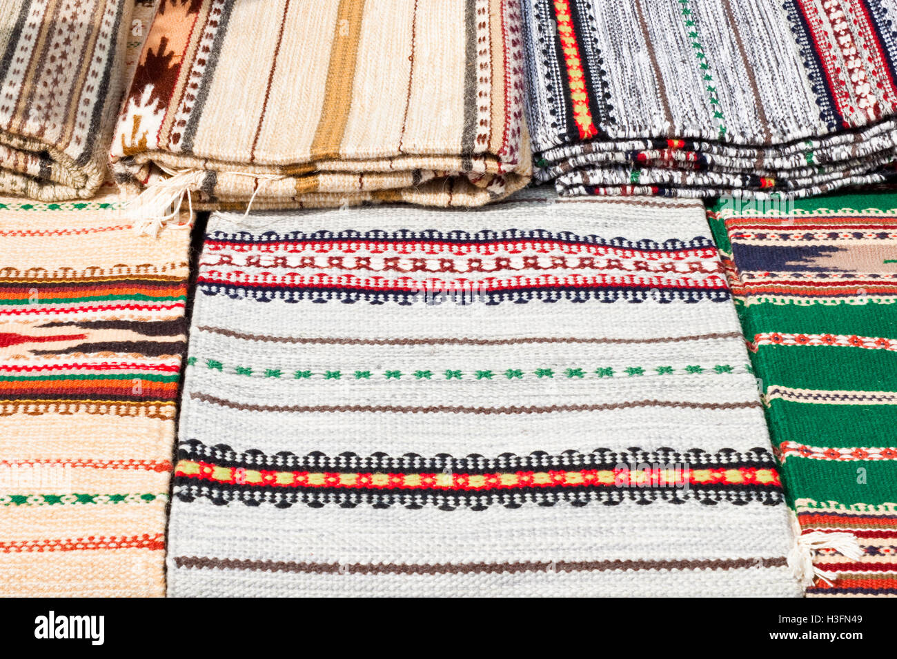 Traditional ukrainian hutsul rugs for sale on a market in Lviv, Ukraine ...