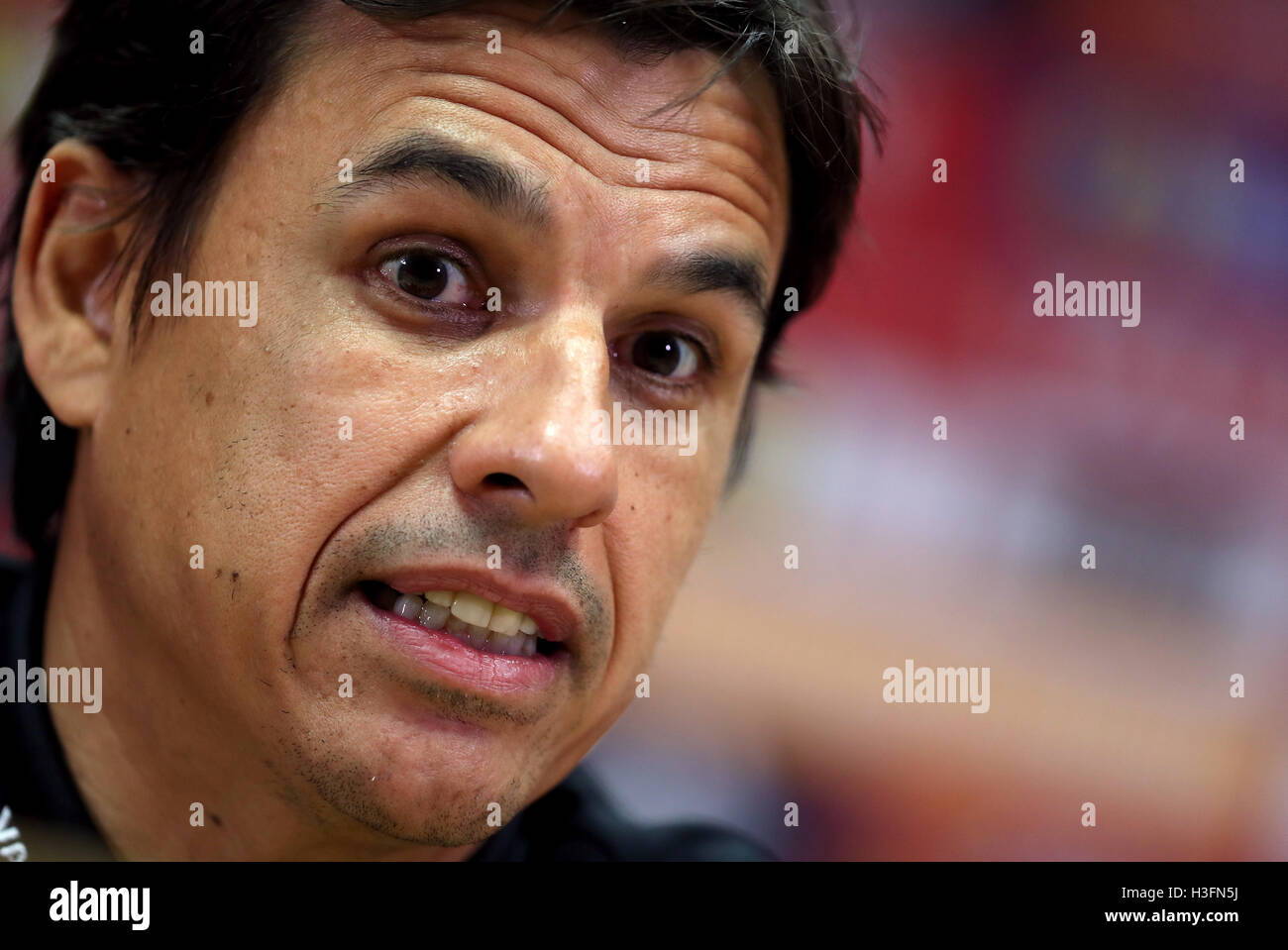 Wales manager Chris Coleman during a press conference at the Cardiff ...