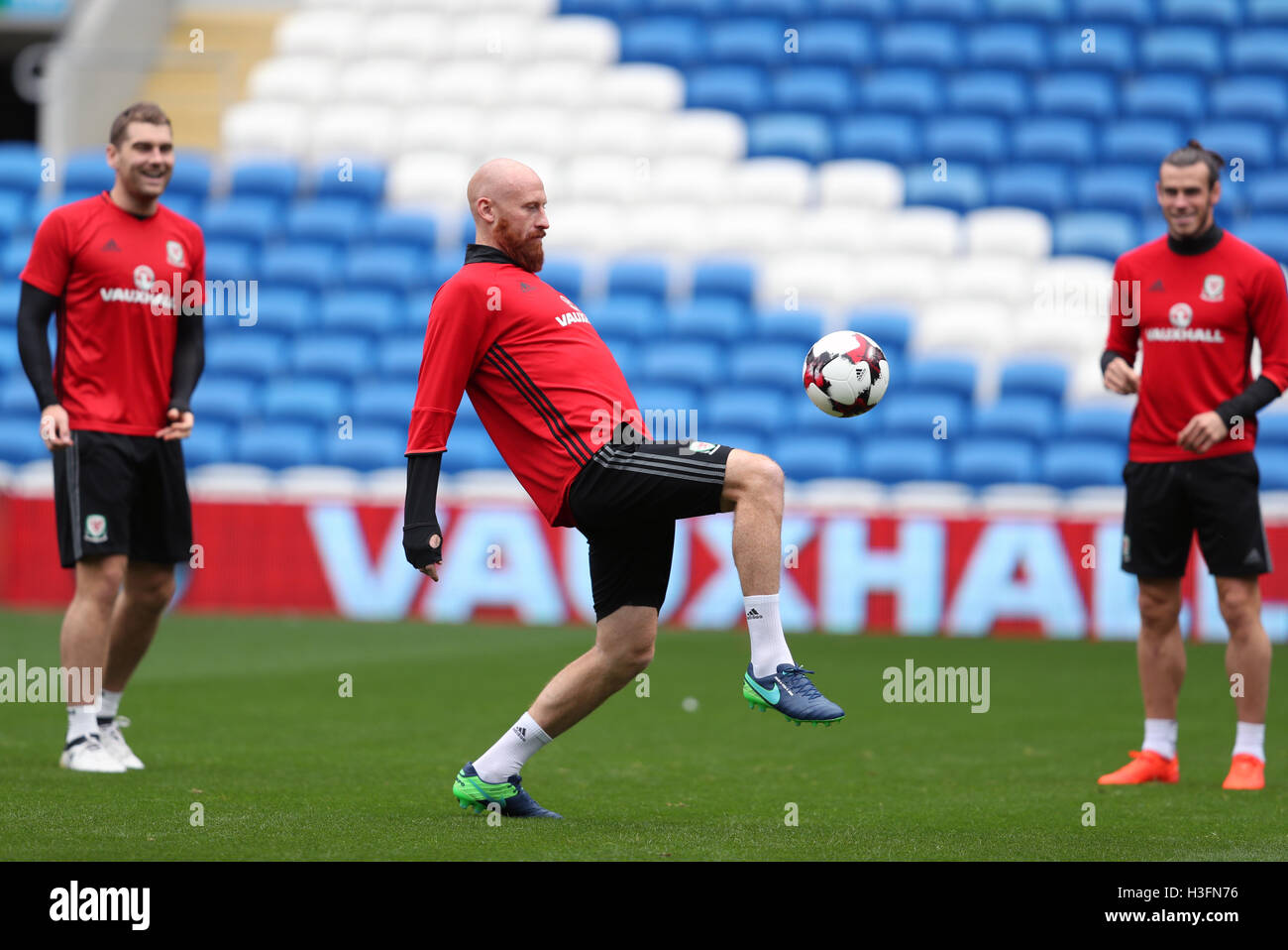 Wales' James Collins during a training session at the Cardiff City ...