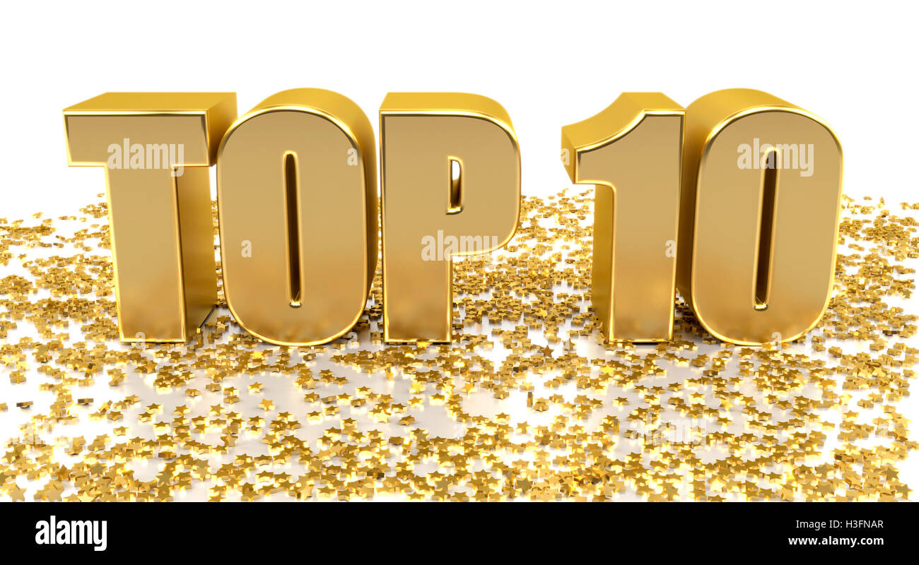 TOP 10 - with stars on white background - High quality 3D Render Stock ...
